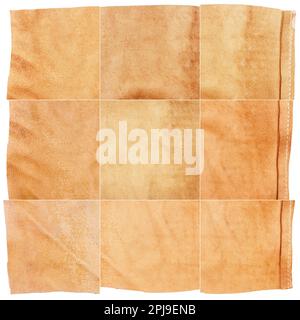 Collection of brown leather textures isolated on white background ...