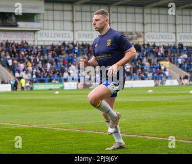 George Williams #7 of Warrington Wolves warms up before the match Stock ...