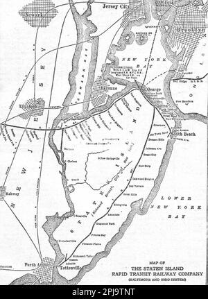 A Map of the Staten Island Rapid Transit Company from 1885 Stock Photo ...