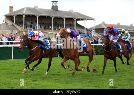 Doddie's Impact (left) ridden by jockey Billy Loughnane on their way to ...