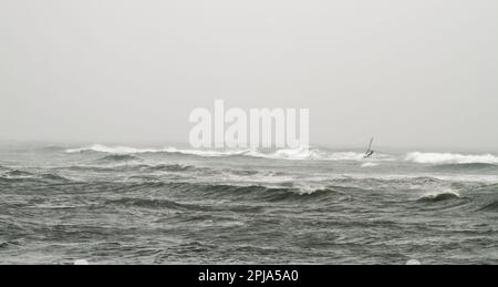 Windsurfing During a Windy Day with a Very Rough Sea. Azov sea, Russia ...