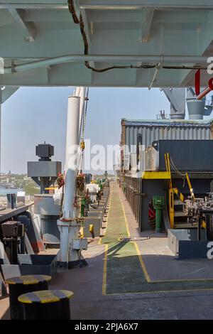 Bulker ship 's deck. Part of the vessel close-up Stock Photo - Alamy