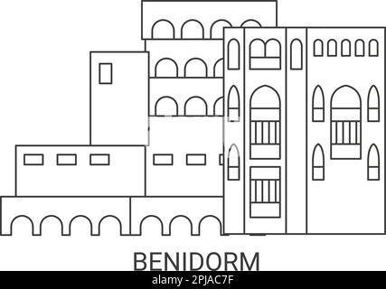 Spain, Benidorm travel landmark vector illustration Stock Vector Image ...