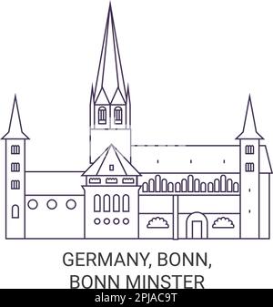 Germany, Bonn, Bonn Minster travel landmark vector illustration Stock ...