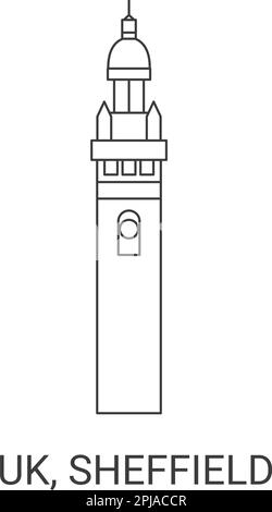 England, Sheffield, Sheffield Town Hall, travel landmark vector ...
