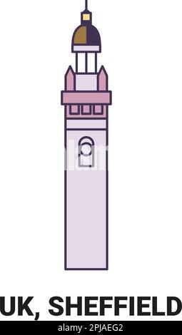 England, Sheffield, Sheffield Town Hall, travel landmark vector ...