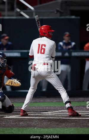 Eli Serrano III (16) of the North Carolina State Wolfpack at bat ...