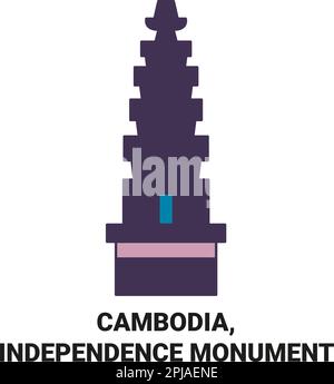 Cambodia, Independence Monument travel landmark vector illustration ...