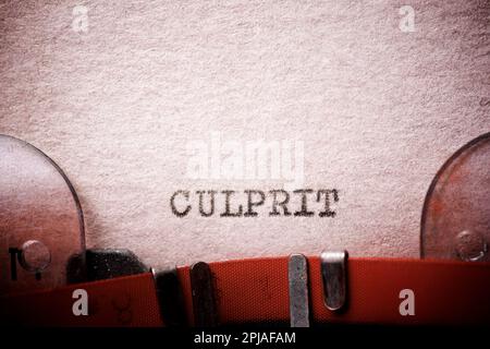 Culprit word written with a typewriter Stock Photo - Alamy