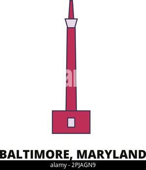 United States, Baltimore, Maryland, Monument travel landmark vector ...