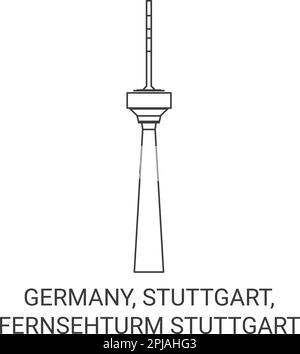 Germany, Stuttgart, Fernsehturm Stuttgart travel landmark vector illustration Stock Vector Image ...