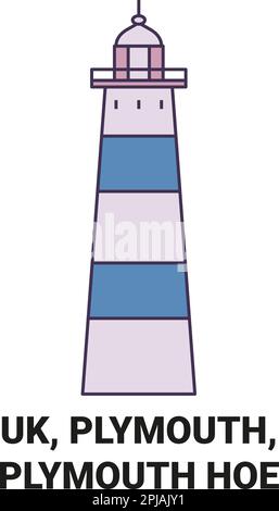 England, Plymouth, Plymouth Hoe travel landmark vector illustration ...