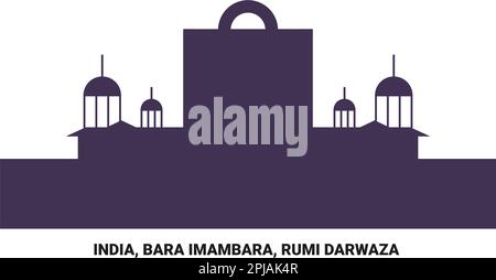 India, Lucknow, Bada Imambara travel landmark vector illustration Stock ...