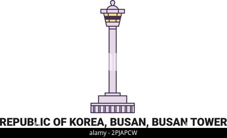 Republic Of Korea, Busan, Busan Tower, travel landmark vector ...