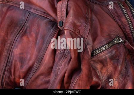 background of red leather jacket crumpled Stock Photo - Alamy
