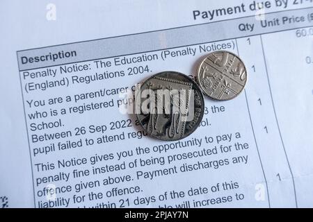 UK school absence fixed penalty notice Stock Photo - Alamy