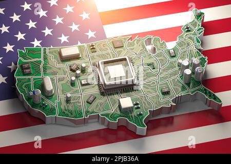 USA semiconductor industry, computer chips manufacturing and artificial ...