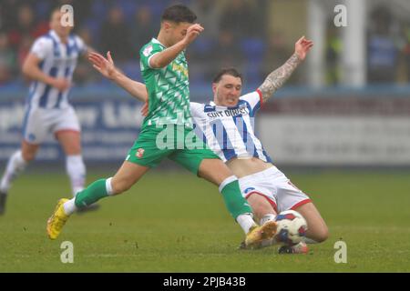 Hartlepool United's Callum Cooke looks to win the midfield battle ...