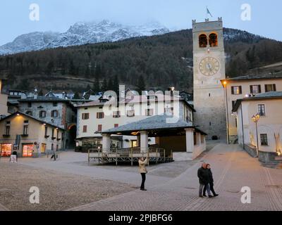 Market Square, Old Town, Bormio, Sondrio, Lombardy, Italy Stock Photo ...