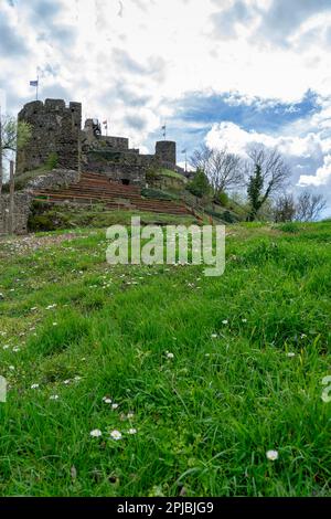 Szigliget castle stronghold next to lake Balaton with beautiful view of ...
