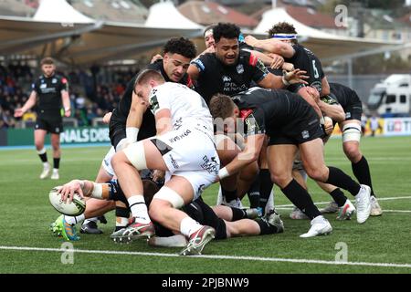 Glasgow Warriors' Johnny Matthews scores his side's second try of the ...