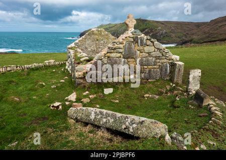 Cape Cornwall Medieval chapel called St Helen's Chapel Stock Photo - Alamy