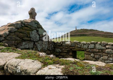 Cape Cornwall Medieval chapel called St Helen's Chapel Stock Photo - Alamy