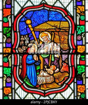 Birth of Jesus, Christmas, stained glass window by Sieger Koder in St ...