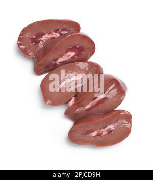Cut fresh raw pork kidney on white background Stock Photo - Alamy