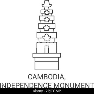 Cambodia, Independence Monument travel landmark vector illustration ...