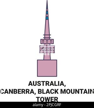 Australia, Canberra, Black Mountain Tower travel landmark vector illustration Stock Vector Image ...