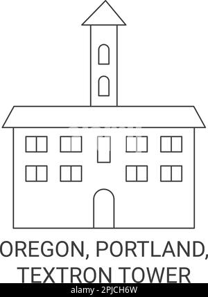 United States, Oregon, Portland, Textron Tower travel landmark vector ...