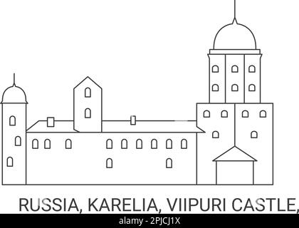 Russia, Karelia, Viipuri Castle, travel landmark vector illustration ...