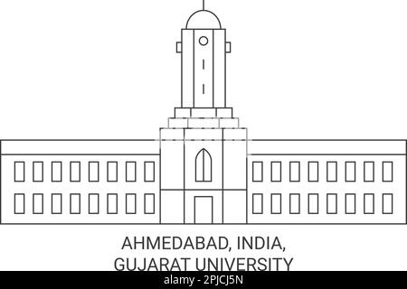 India, Ahmedabad, Gujarat University travel landmark vector ...