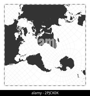 Vector world map. Peirce quincuncial projection. Plain world ...