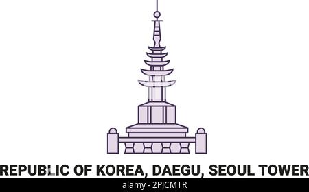 Republic Of Korea, Daegu, Seoul Tower travel landmark vector ...