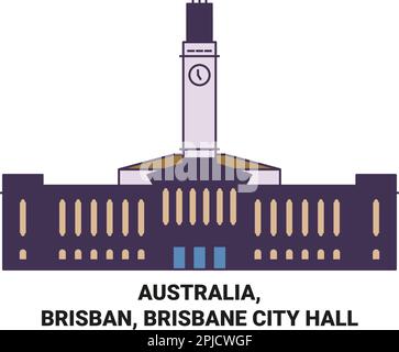 Australia, Brisban, Brisbane City Hall travel landmark vector ...