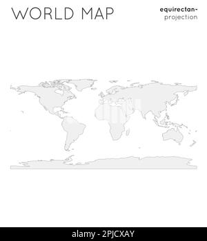 Map of the World. Equirectangular (plate carree) projection. Globe with ...