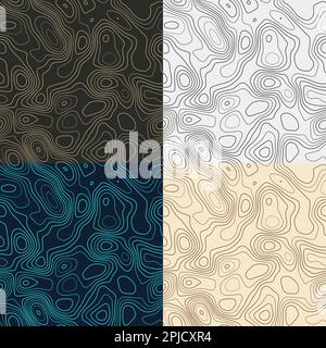 Topography patterns. Seamless elevation map tiles. Appealing isoline ...