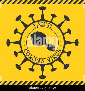 Coronavirus in France sign. Round badge with shape of virus and France ...