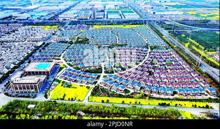 HAI'AN, CHINA - APRIL 1, 2023 - Aerial photo shows a rural residential ...