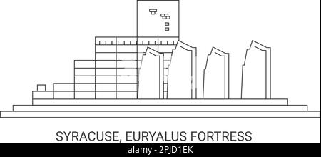 Italy, Syracuse, Euryalus Fortress, travel landmark vector illustration ...