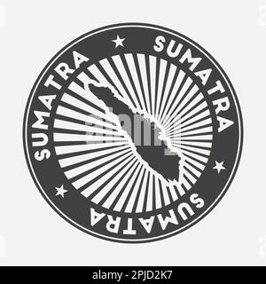Sumatra round stamp. Round logo with island map and title. Stylish ...