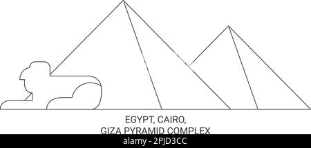 Egypt, Cairo, Giza Pyramid Complex travel landmark vector illustration ...