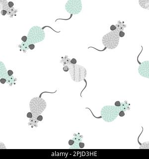 Seamless cute mouse pattern. Vector background with cartoon mice Stock ...