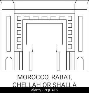 Morocco, Rabat, Chellah Or Shalla travel landmark vector illustration ...