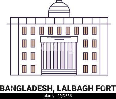 Bangladesh, Lalbagh Fort, travel landmark vector illustration Stock ...