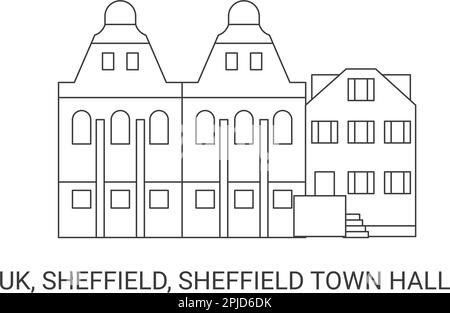 England, Sheffield, Sheffield Town Hall, travel landmark vector ...