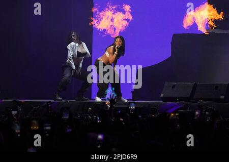Dominican rapper Tokischa performs at the Axe Ceremonia music festival ...