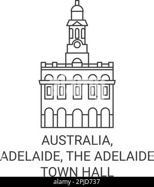 Australia, Adelaide, The Adelaide Town Hall travel landmark vector ...